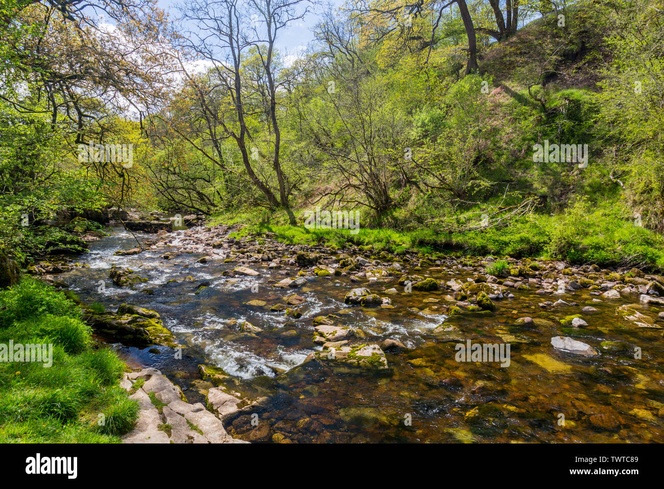The Afon Mellte flows through ancient woodlands and steep gorges on the ...
