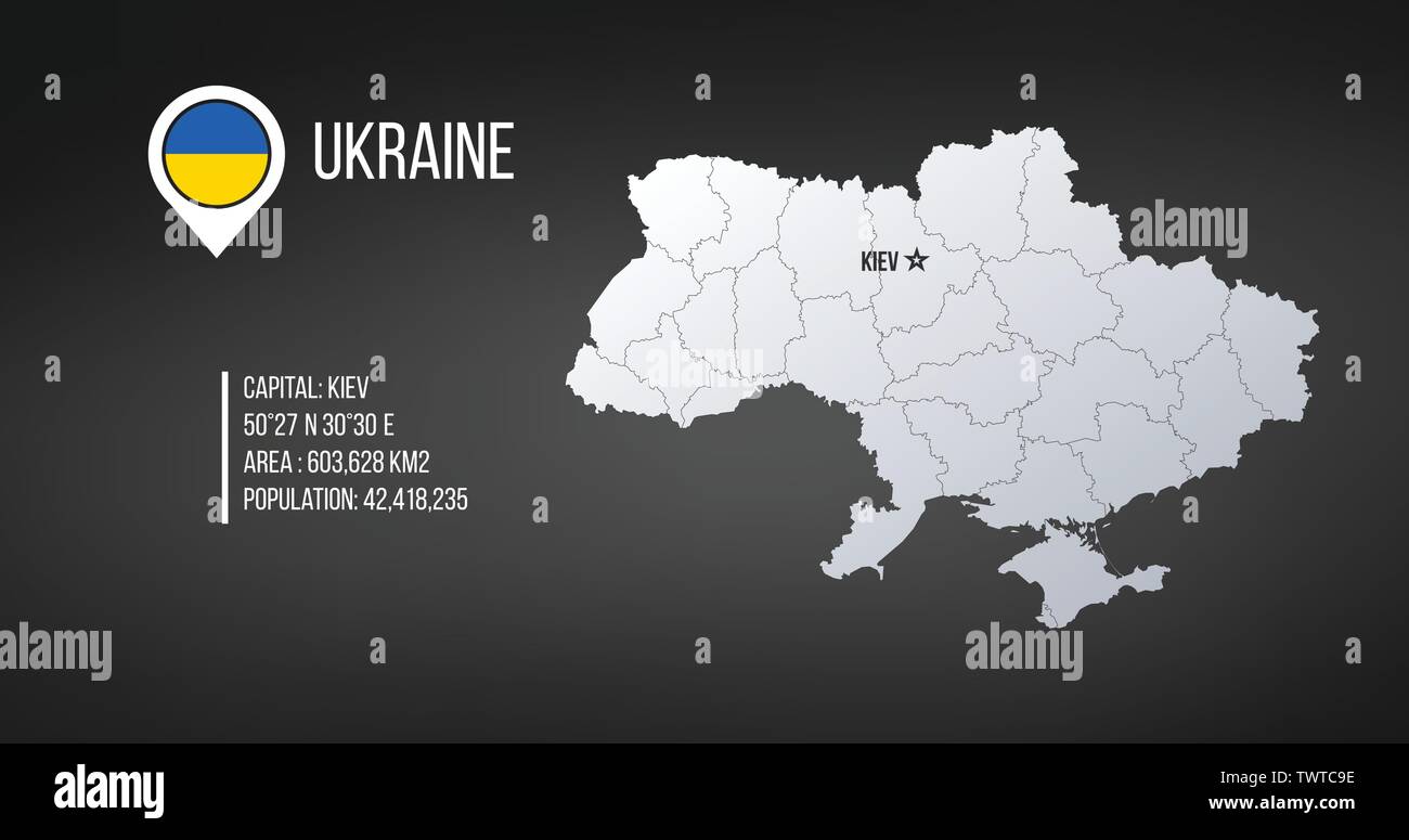 Ukraine map with general information. infographics with editable ...