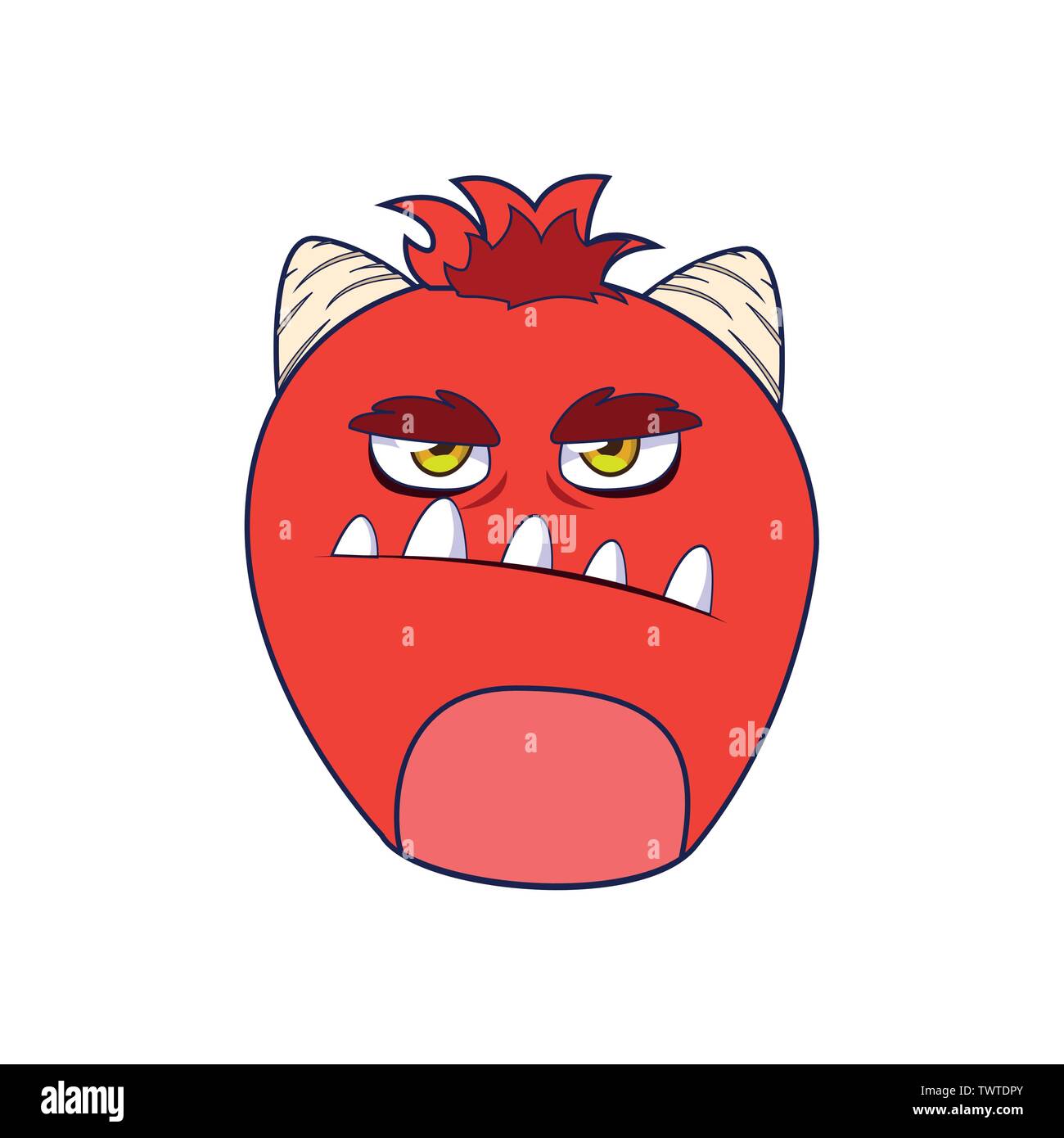 funny monster with horns comic character vector illustration design ...