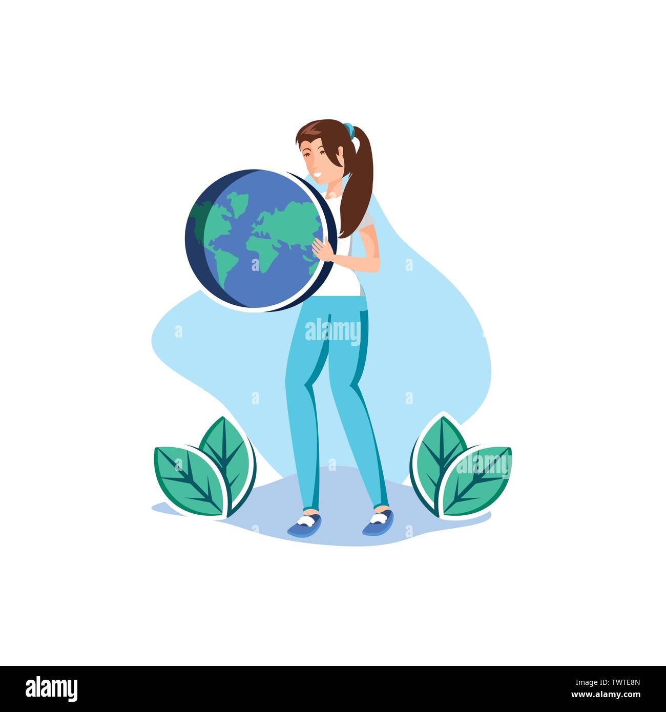 Woman avatar and planet design, Sustainability eco friendly green ...