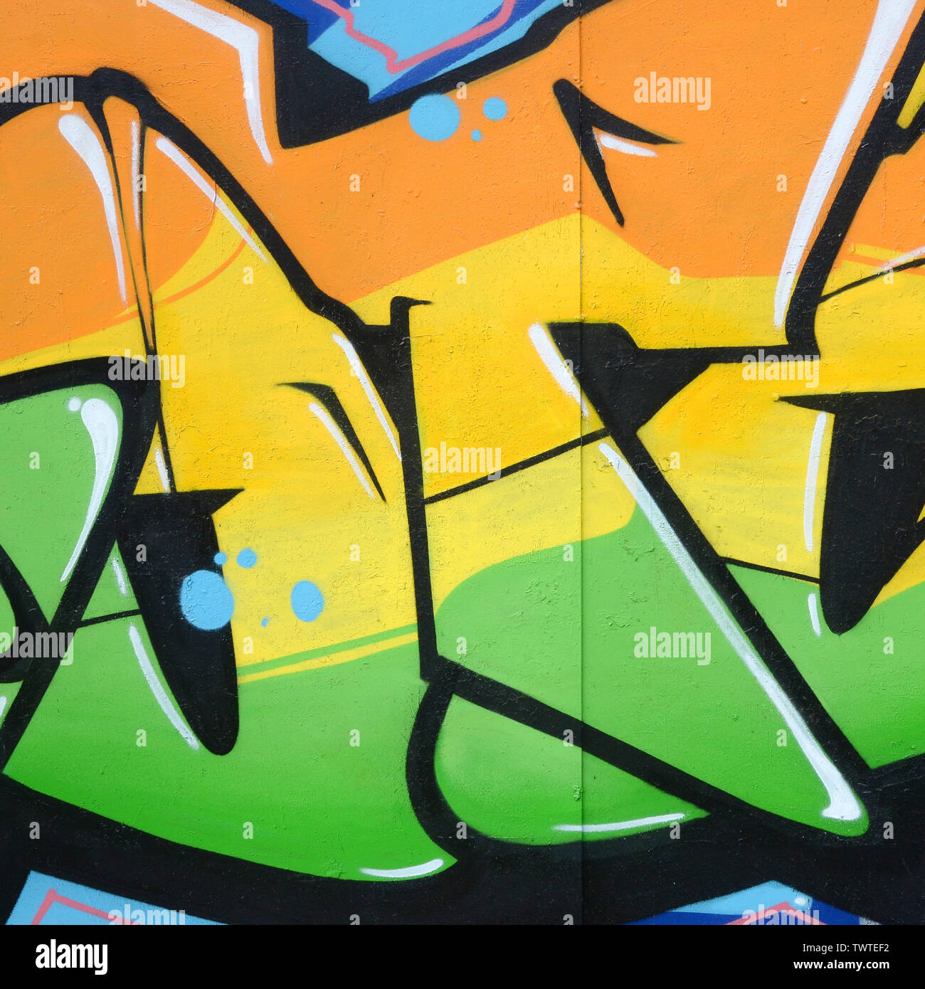 Fragment of colored street art graffiti paintings with contours and ...