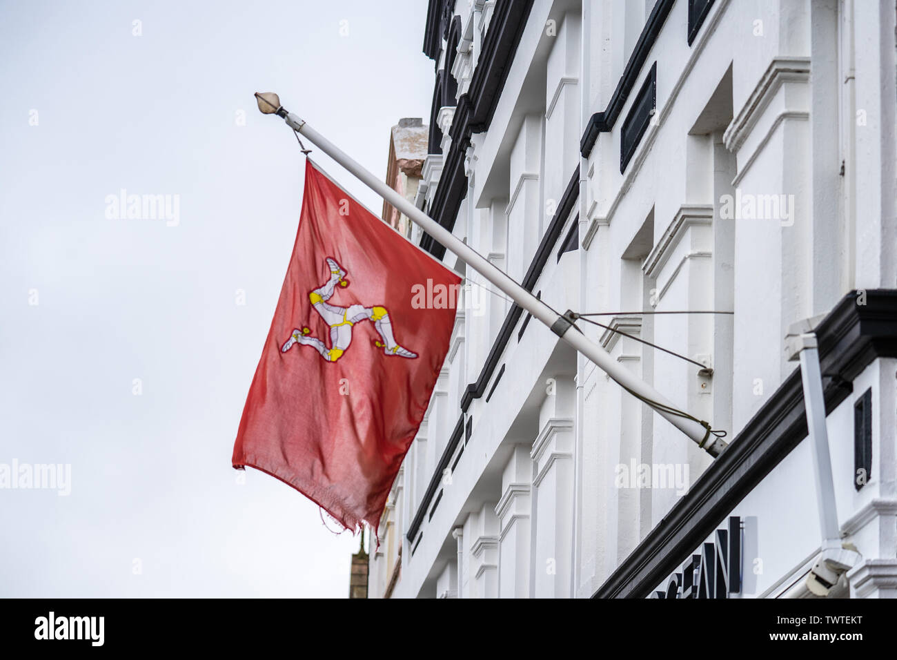 The flag of the Isle of Man or flag of Mann is a triskelion, composed ...