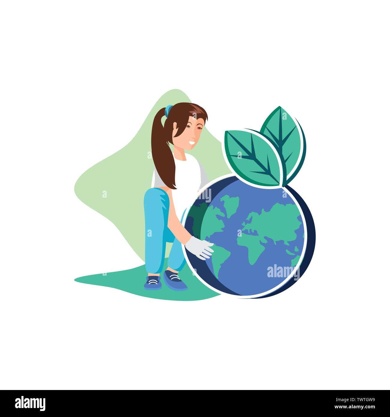 Woman avatar and planet design, Sustainability eco friendly green ...