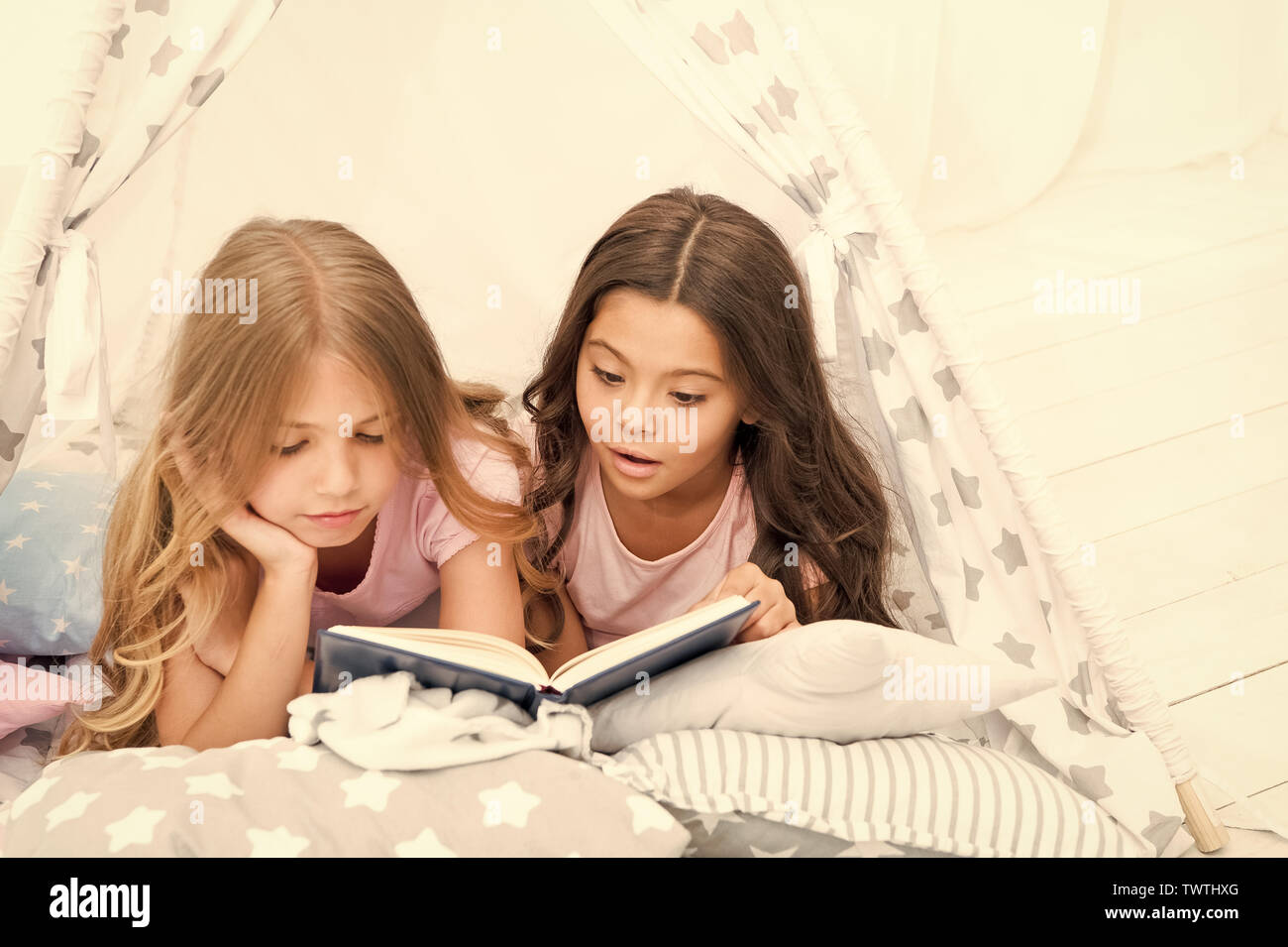 Girls best friends read fairy tale before sleep. Best books for kids ...