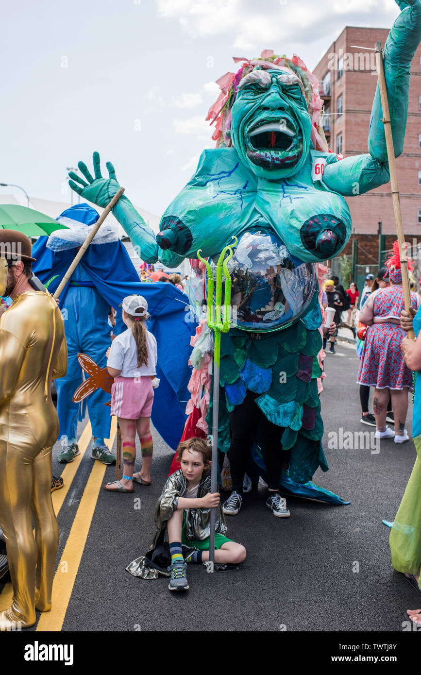 Brooklyn, New York - June, 22, 2019: 37th Annual Mermaid Parade, Coney ...