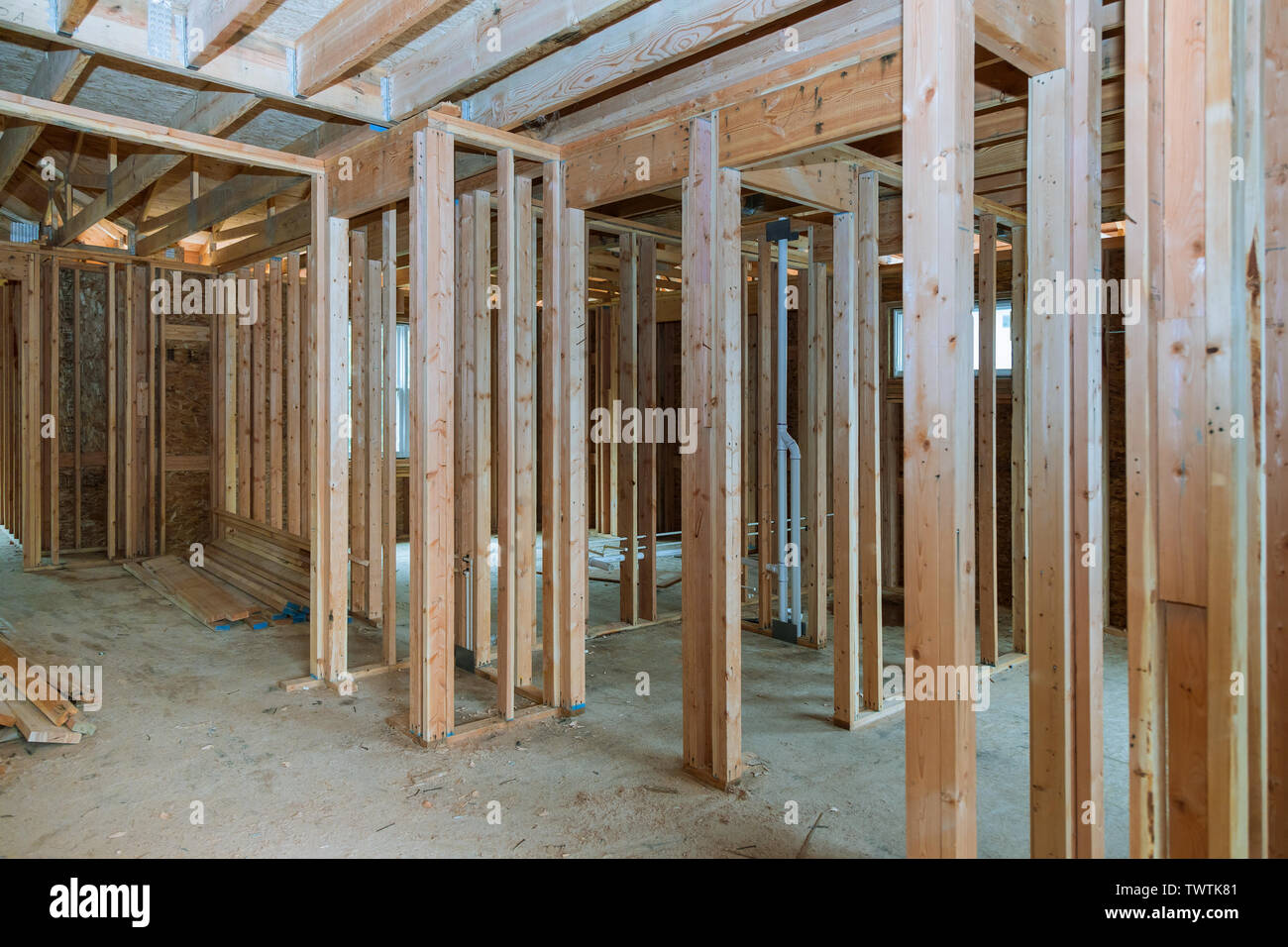 Framing beam of new house under construction home beam construction ...
