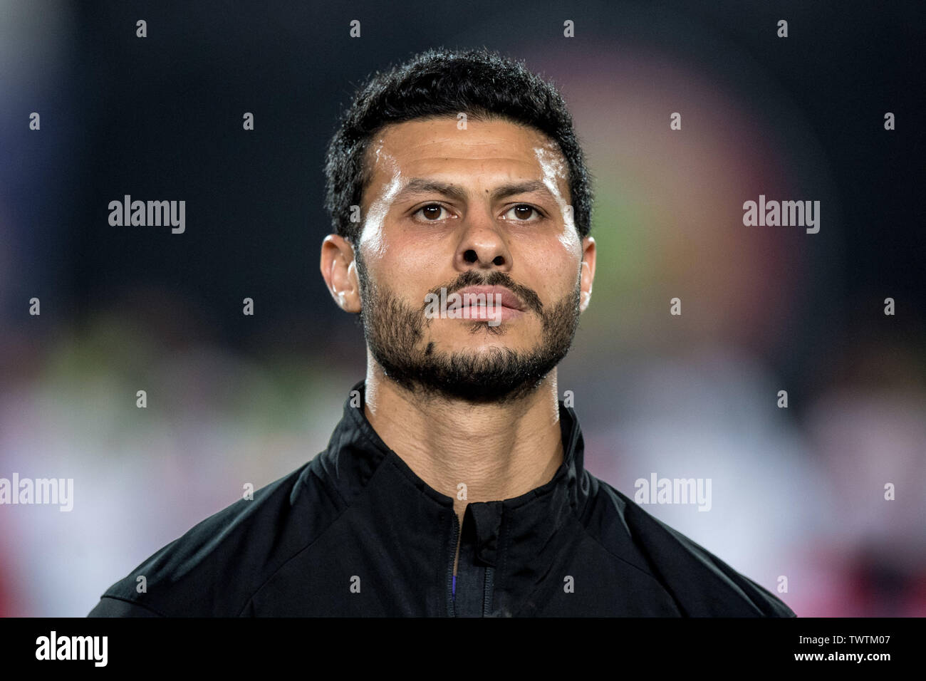 CAIRO, EGYPT - JUNE 21: Mohamed Elshenawy of Egypt looks on duing the ...
