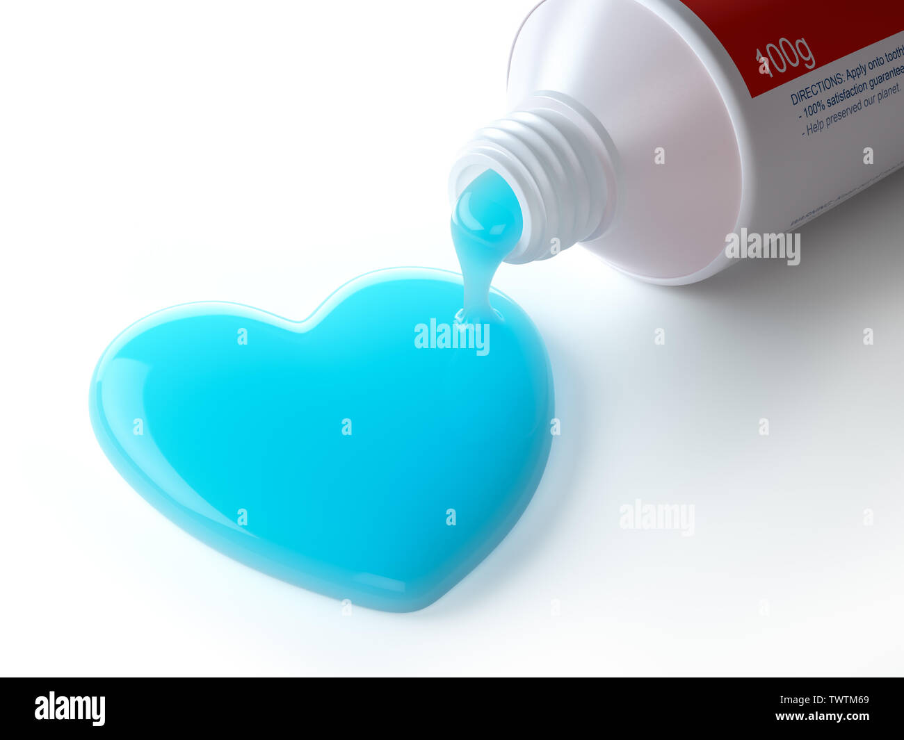 Toothpaste in the shape of heart coming out from toothpaste tube ...