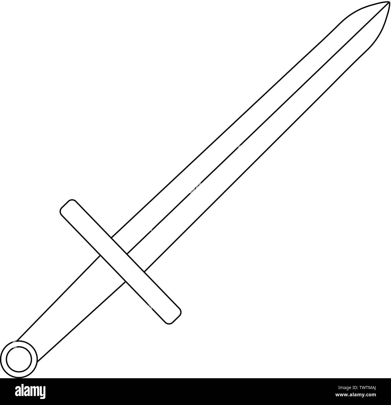 Outline simple sword Icon isolated on white background. Vector ...
