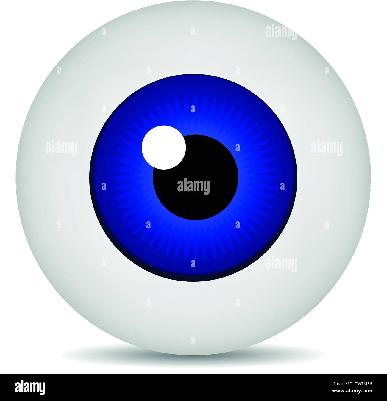 Realistic 3d blue eyeball isolated on white background. Human iris icon ...