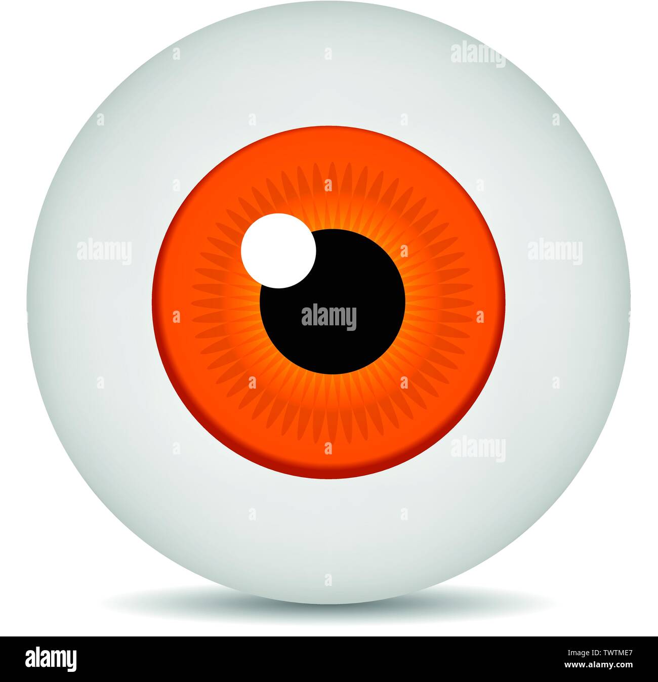 Realistic 3d orange eyeball isolated on white background. Human iris ...