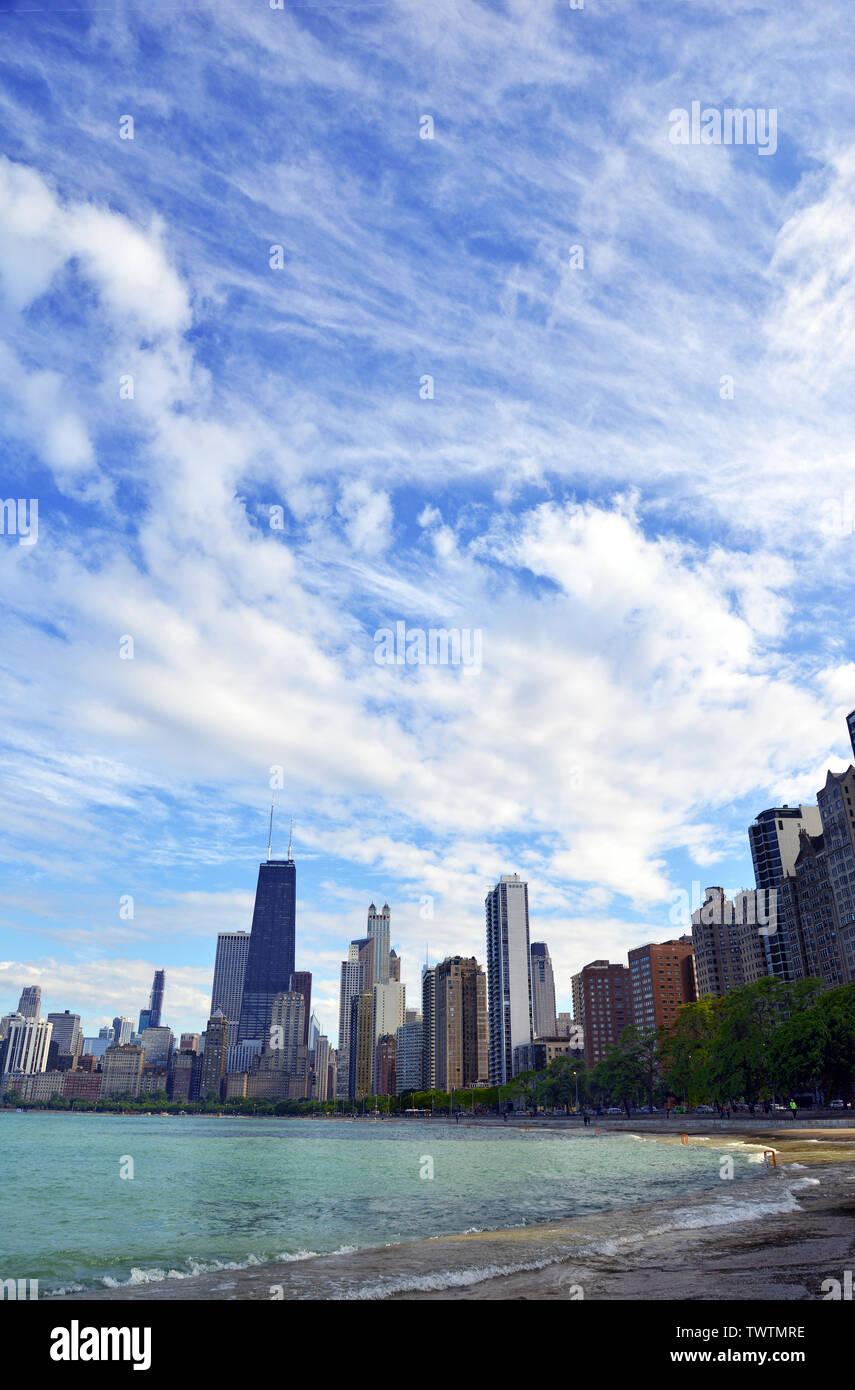 City Skyline with high rise buildings and skyscrapers in Chicago ...