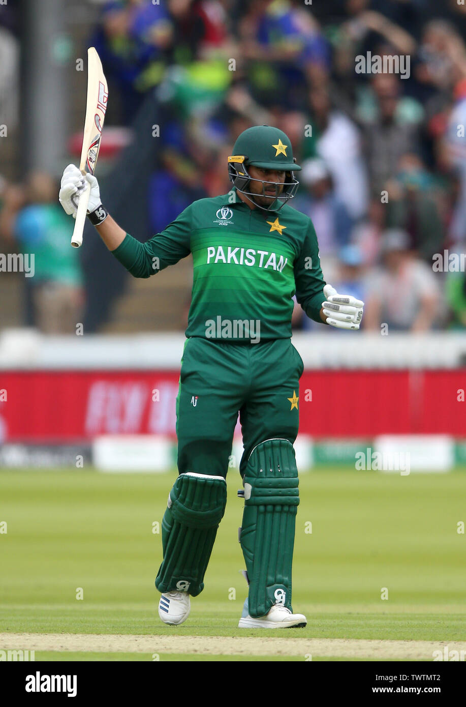 Pakistan's Haris Sohail celebrates reaching his half century during the ...