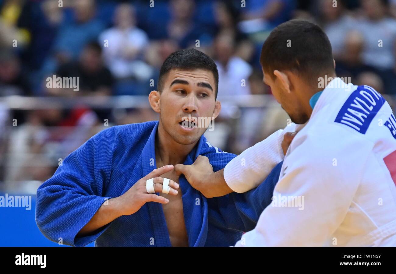 Minsk, Belarus. 23rd June, 2019. Ivaylo Ivanov (BUL, White) and Jun ...