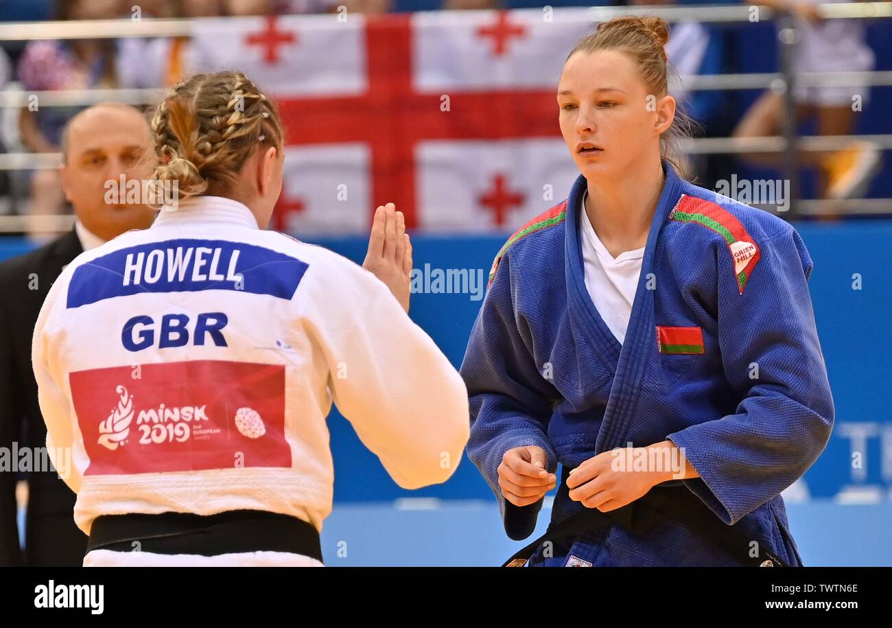 Minsk, Belarus. 23rd June, 2019. Gemma Howell (GBR, White) and Zhanna ...