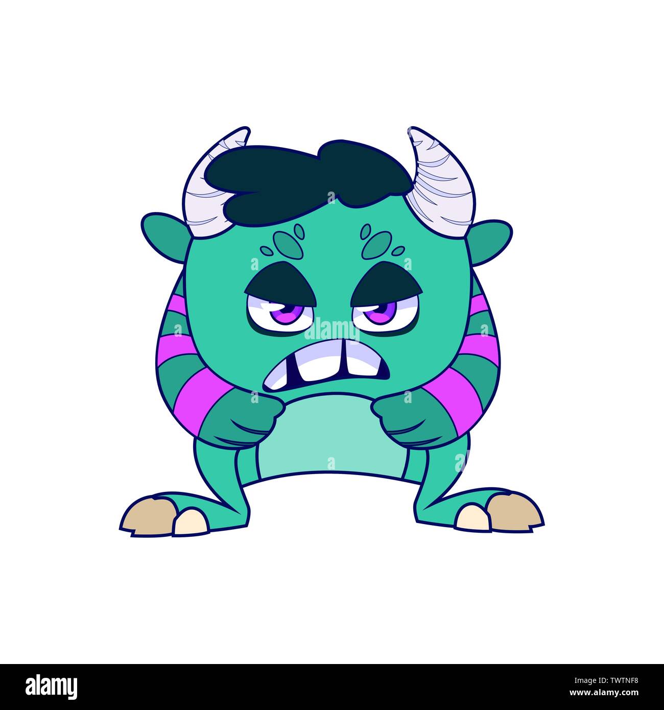 funny monster with horns comic character vector illustration design ...