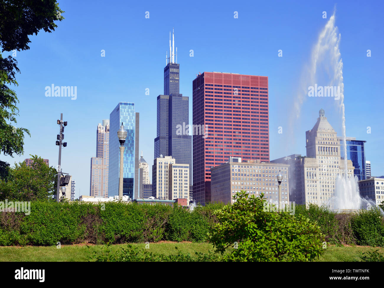 City Skyline with high rise buildings and skyscrapers in Chicago ...