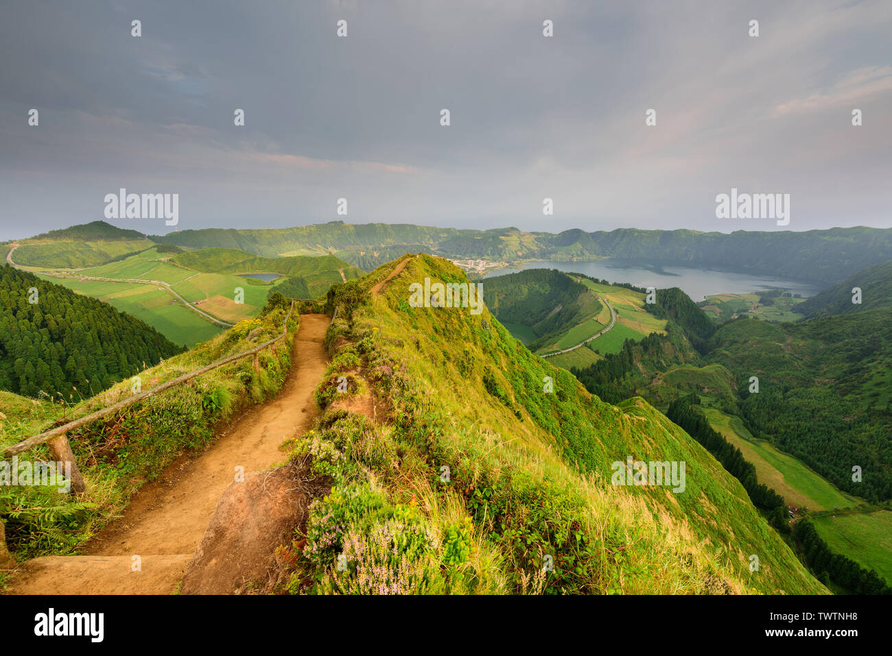 Azores panoramic view of natural landscape, wonderful scenic island of ...