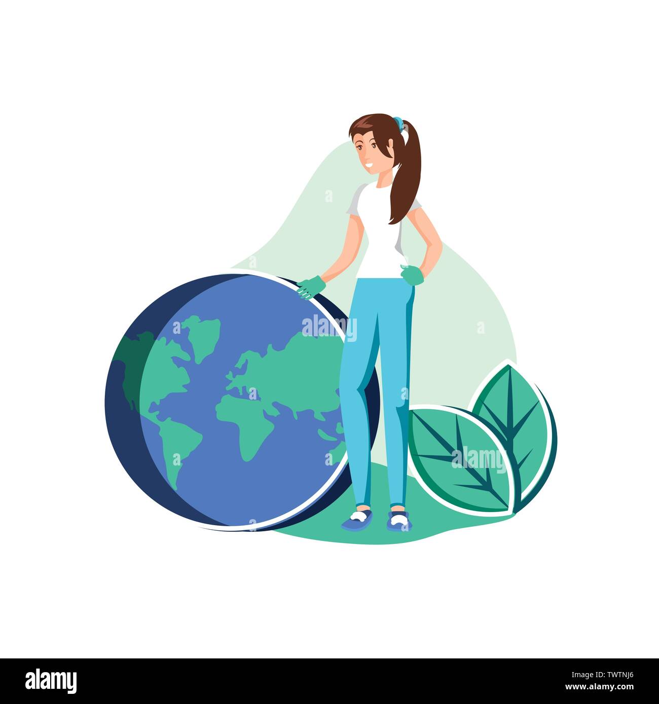 Woman avatar and planet design, Sustainability eco friendly green ...