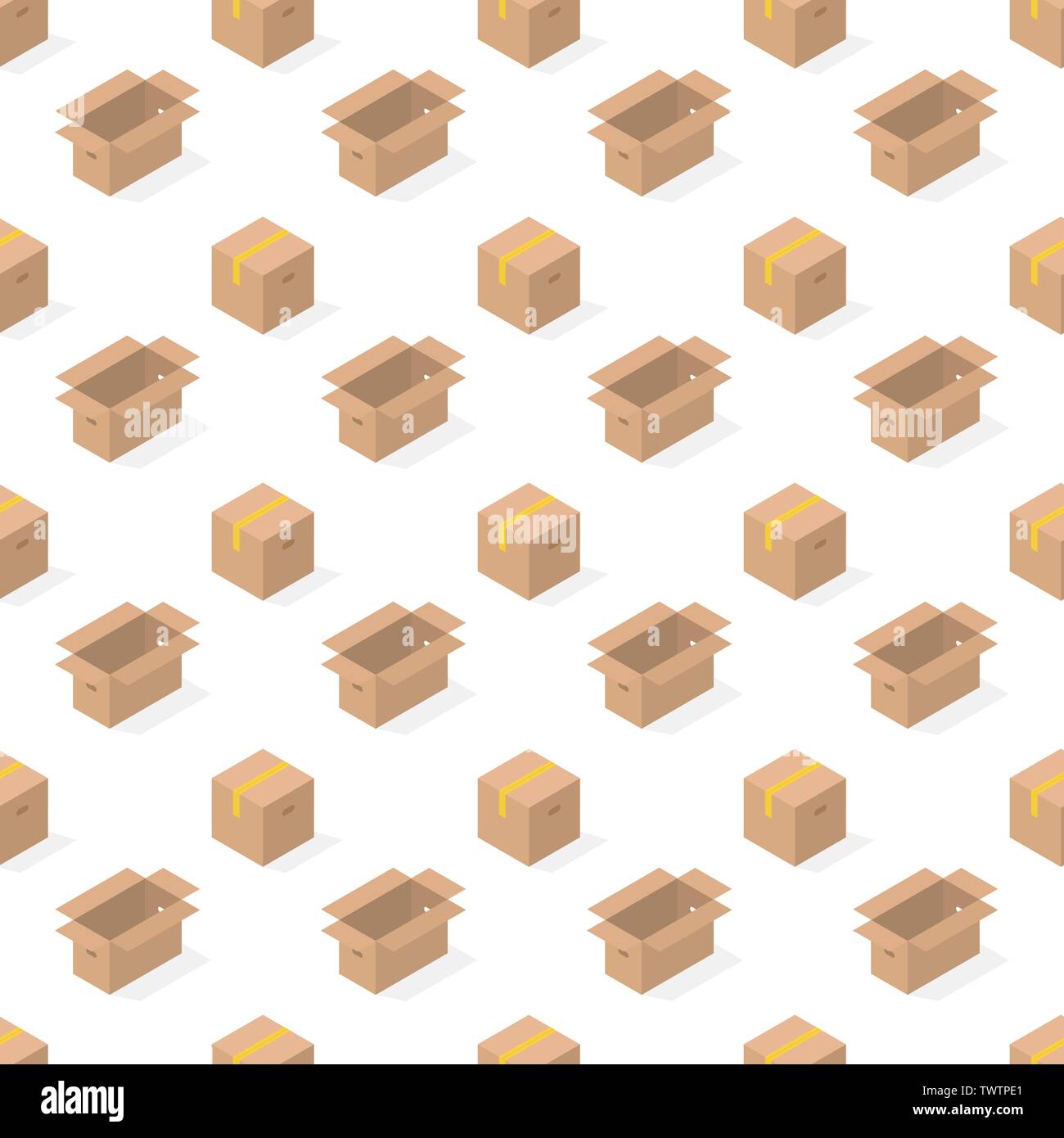 Seamless background from a set of 3D cardboard boxes, vector ...