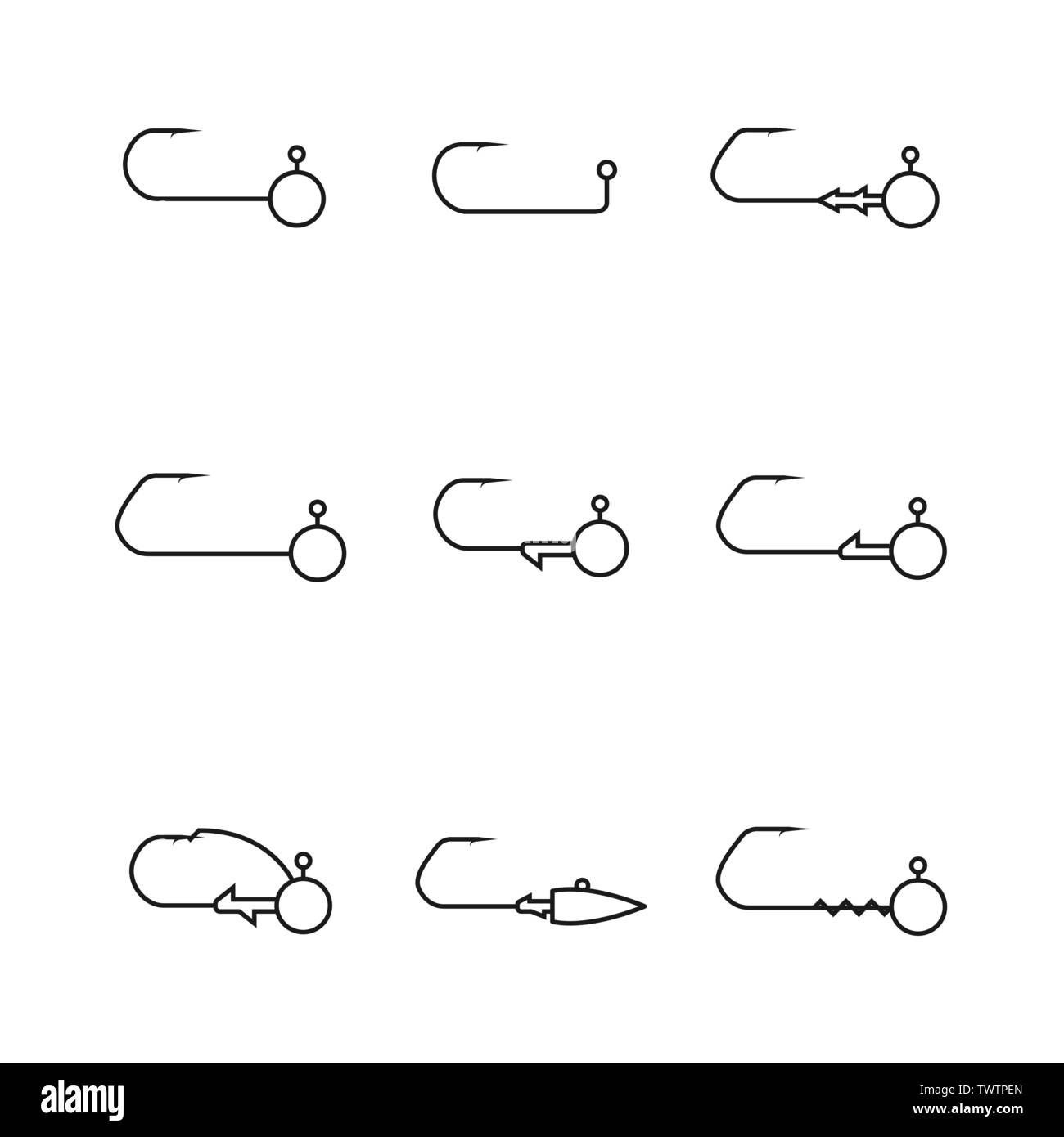 Fishing accessories from thin lines. Set of different jig heads ...