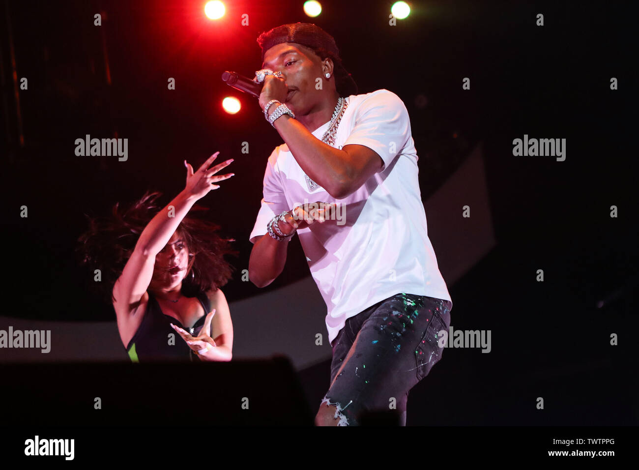 LOS ANGELES, CALIFORNIA, USA - JUNE 22: Rapper Lil Baby performs at the ...
