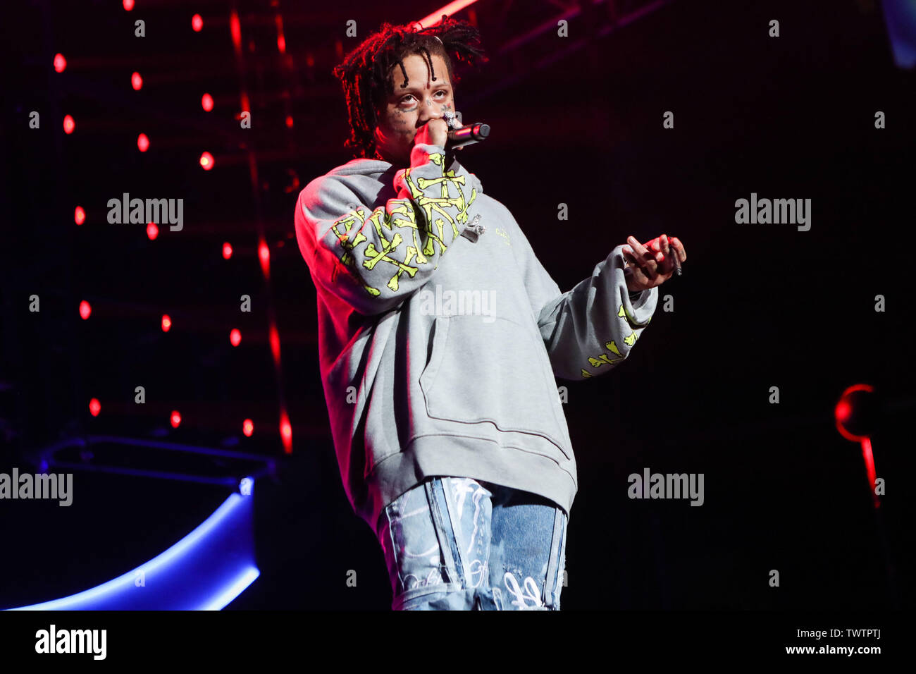LOS ANGELES, CALIFORNIA, USA - JUNE 22: Rapper Trippie Redd performs at ...