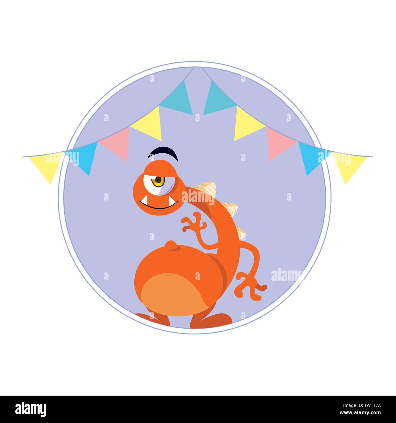 funny monster with neck long and garlands party vector illustration ...