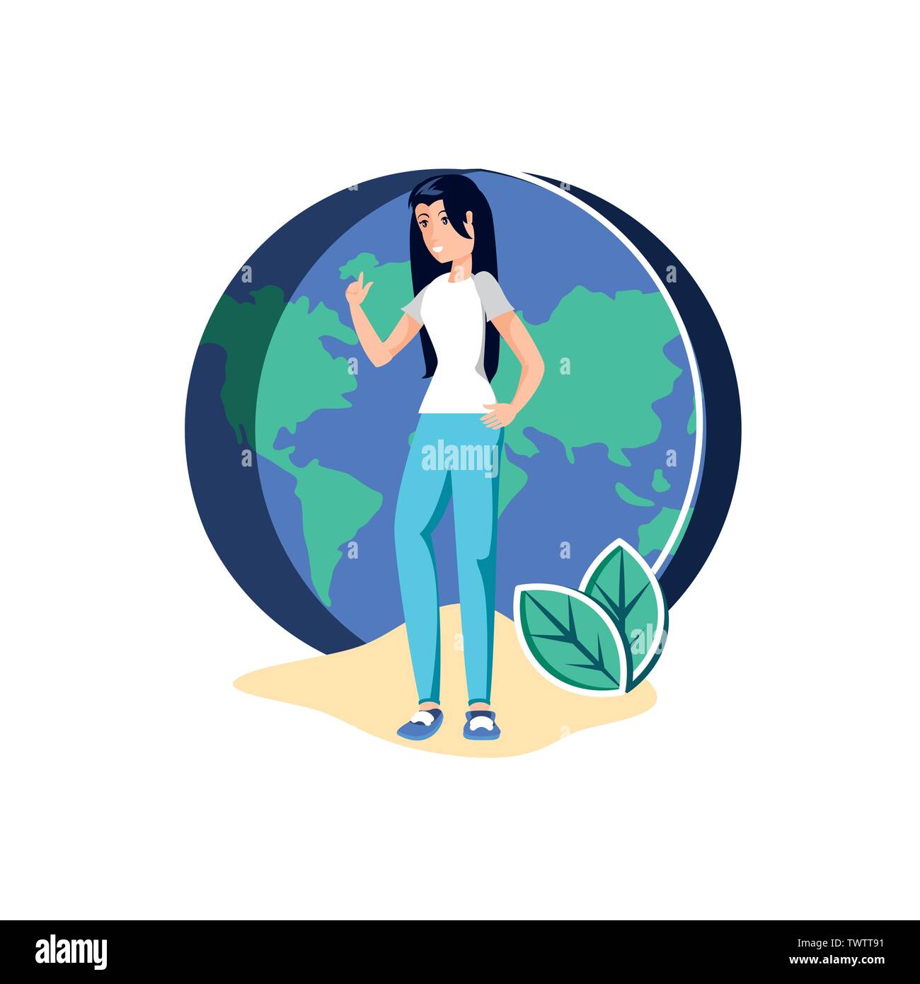 Woman avatar and planet design, Sustainability eco friendly green ...