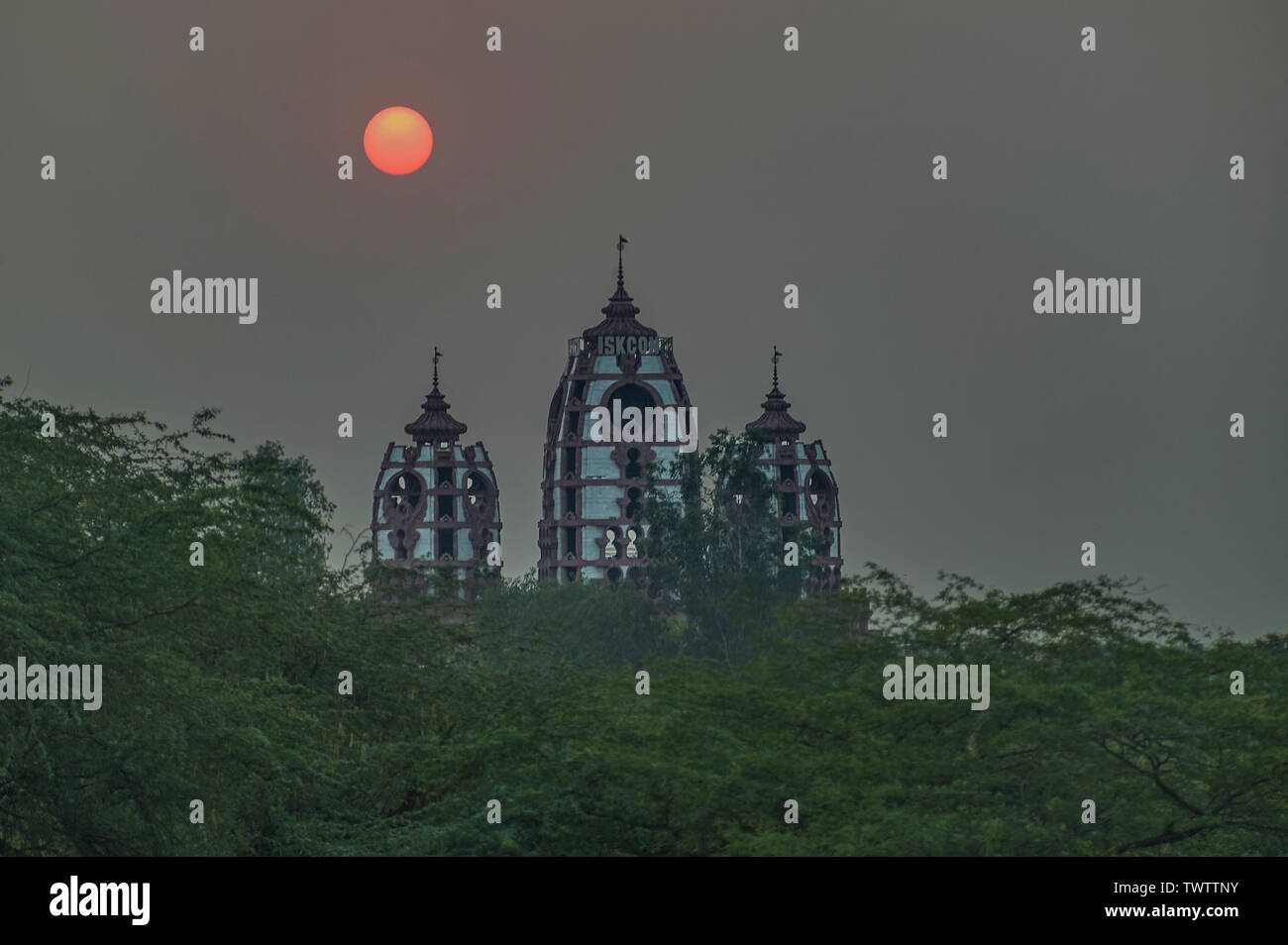 11-Jun-2004 iskcon temple view from lotus temple Delhi INDIA Stock ...