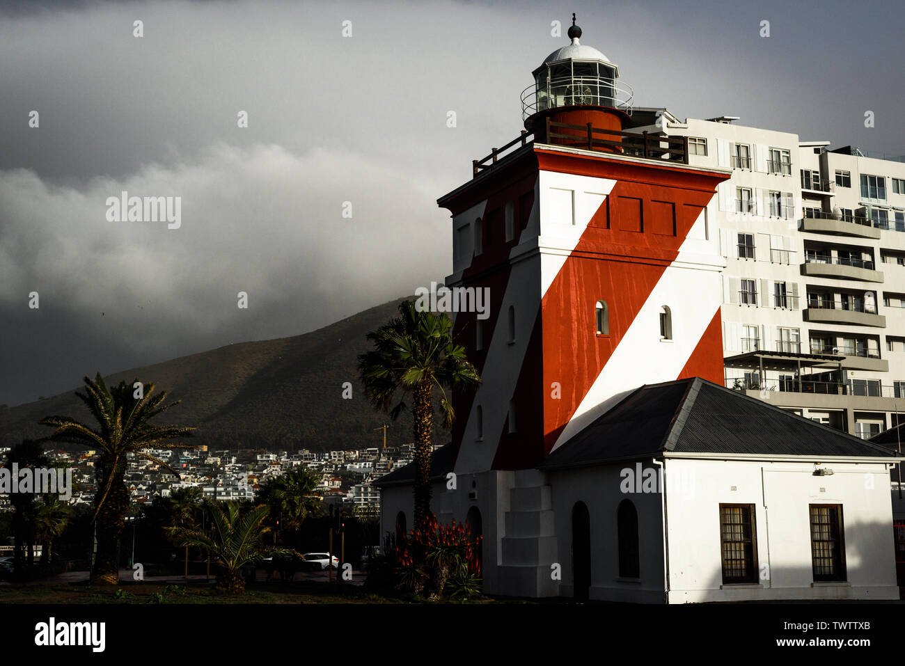 South Africa's Green Point Lighthouse in the Cape Town Atlantc coastal ...