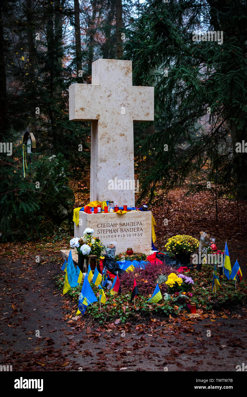 MUNICH, GERMANY - NOVEMBER 25, 2018 : The grave of Stepan Bandera of ...