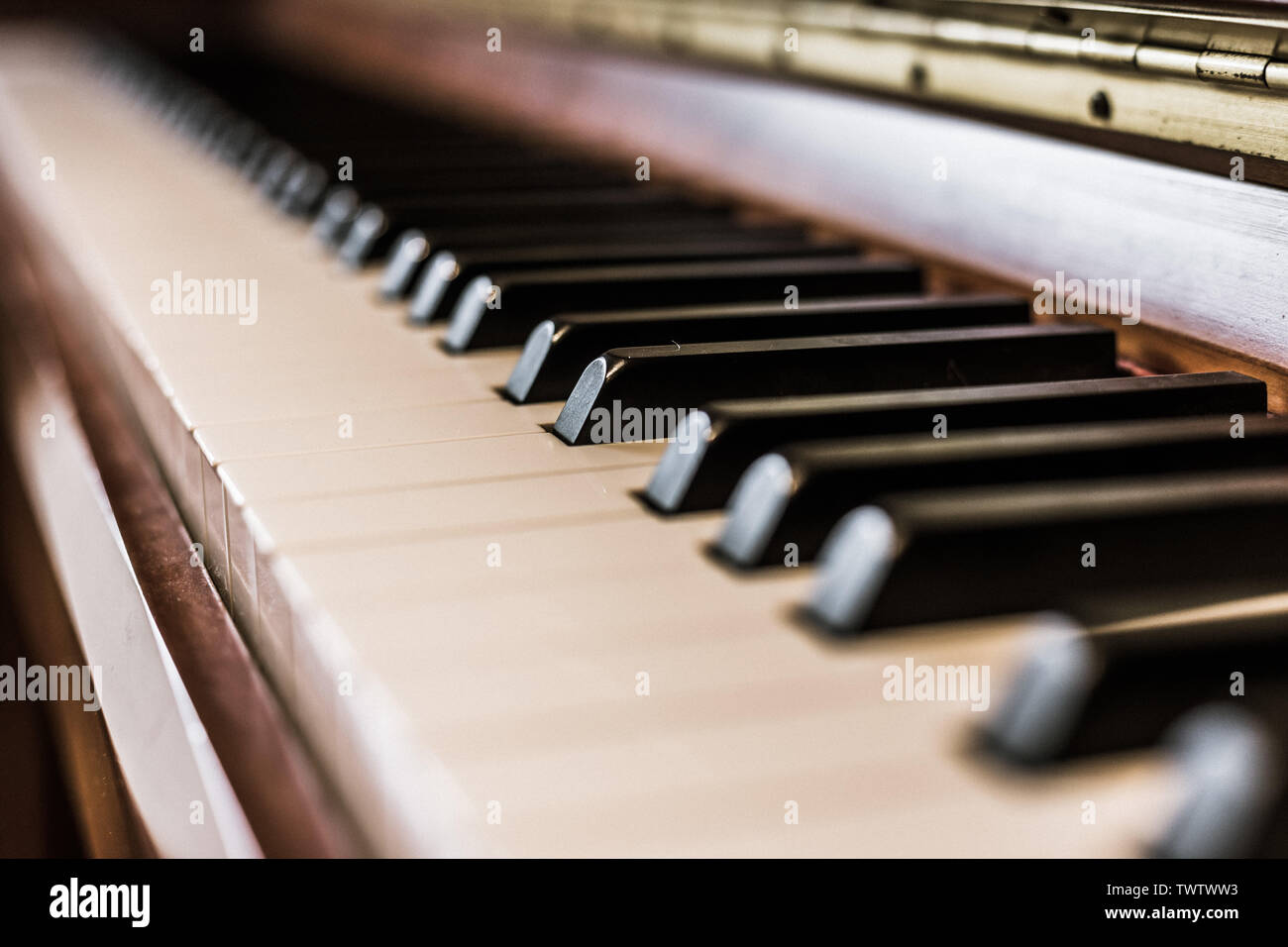 Rustic piano keys, close up picture. Classical instrument Stock Photo ...