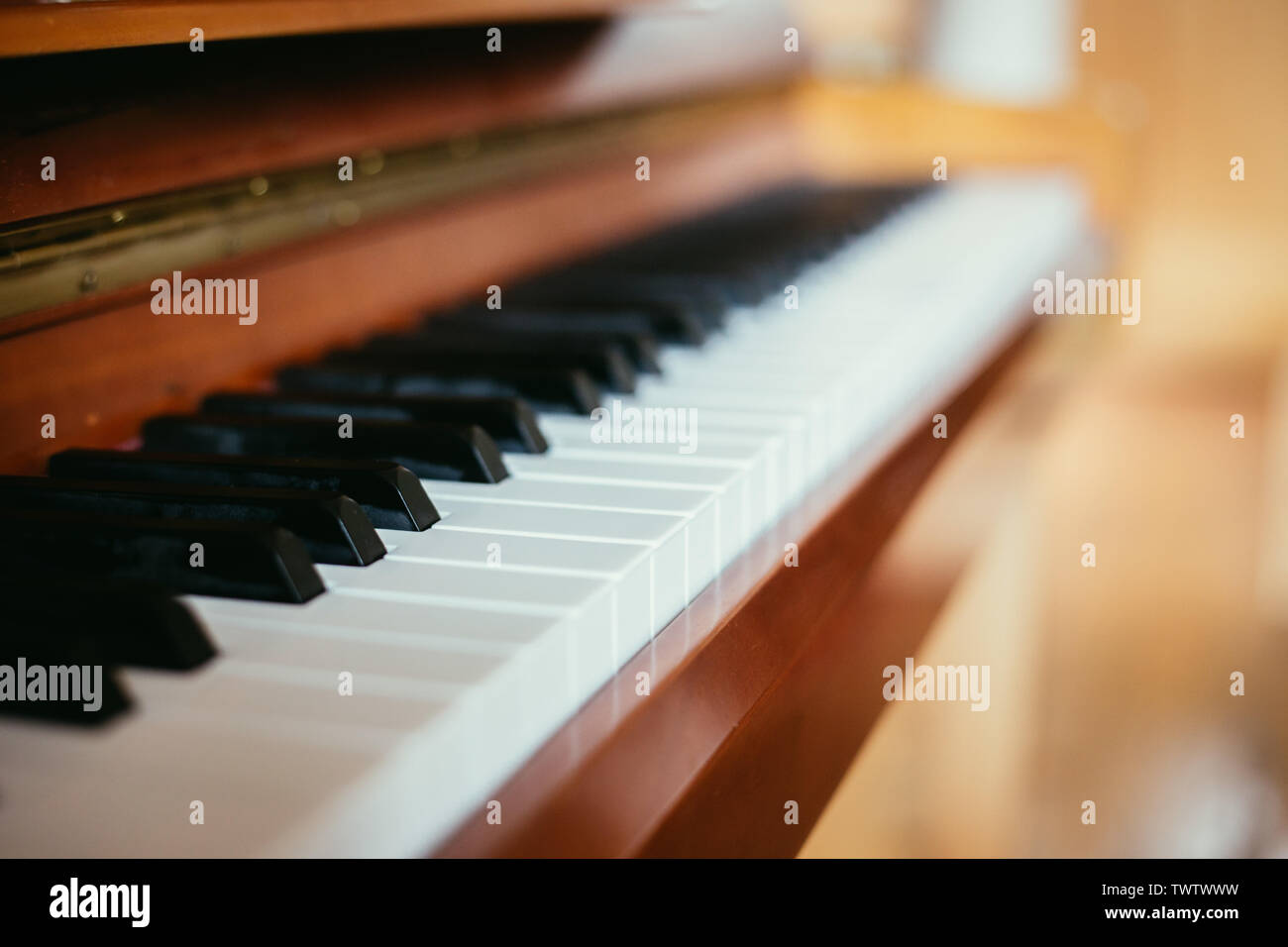 Rustic piano keys, close up picture. Classical instrument Stock Photo ...