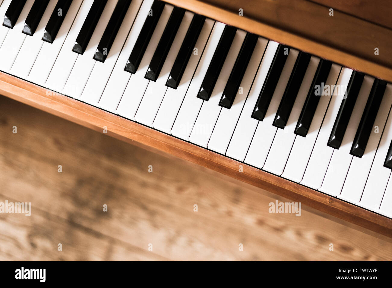 Vintage wooden piano keys with text space Stock Photo - Alamy
