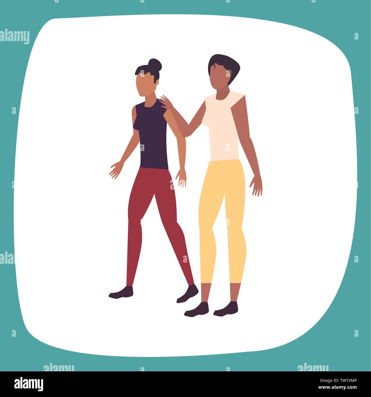 two women avatars standing on white background vector illustration ...