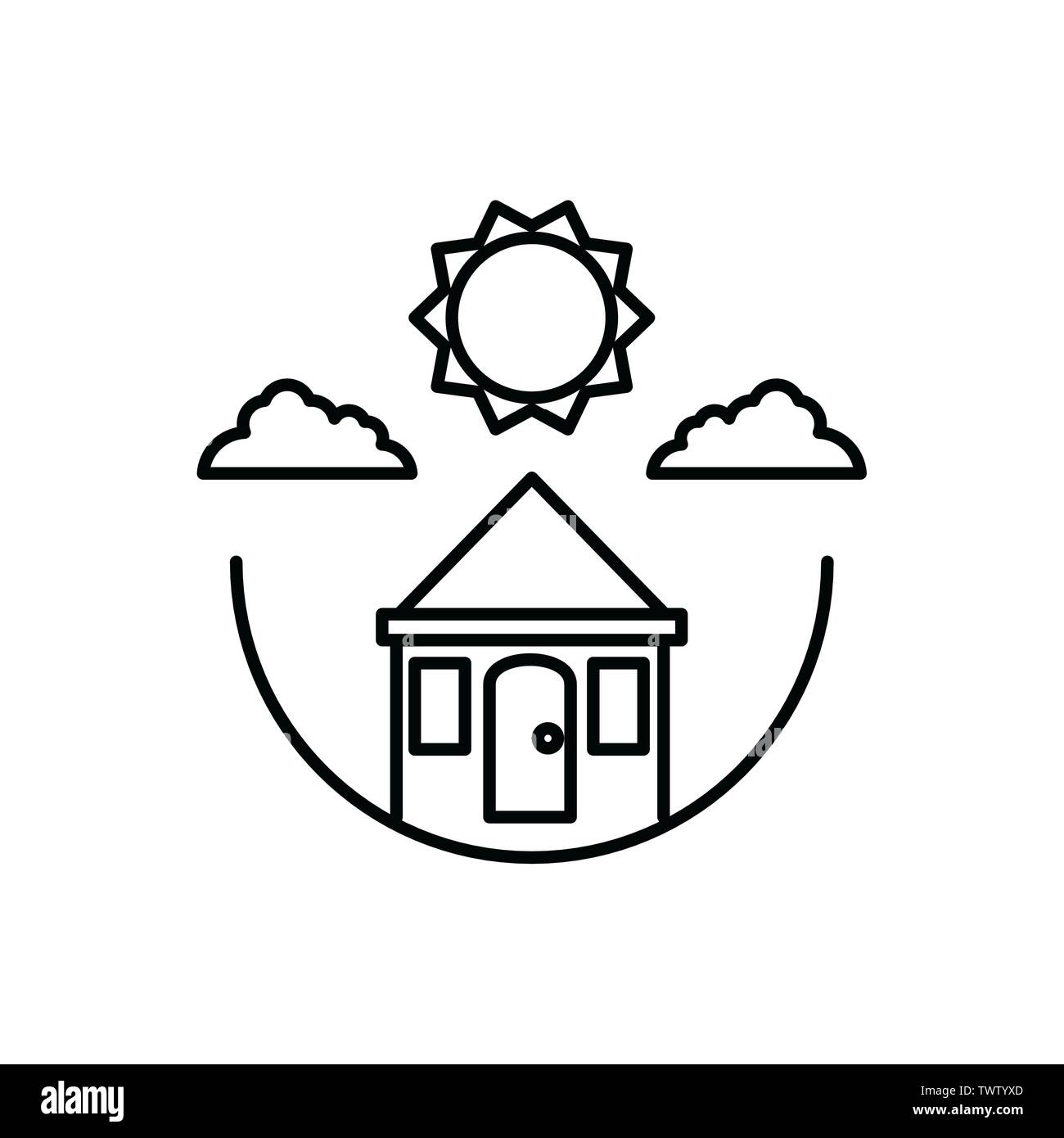 House and sun design, Home real estate building residential ...