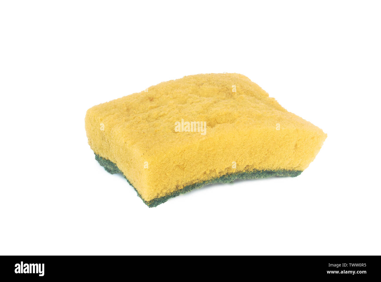 Old yellow sponge on a white background.With Clipping Path Stock Photo ...