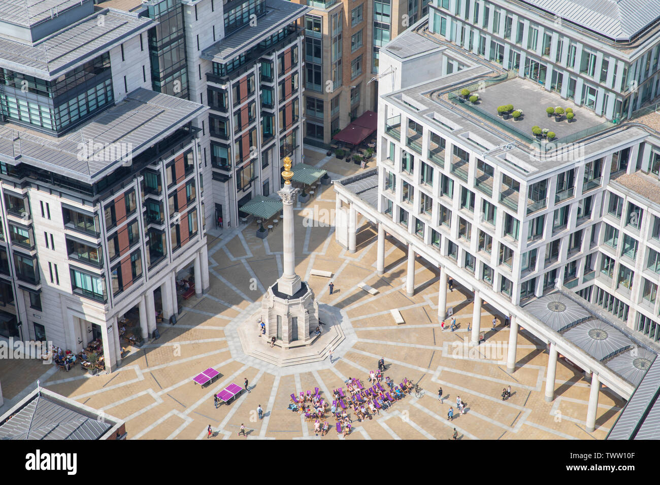 Paternoster Square in London, England, as seen from the top of St. Paul ...