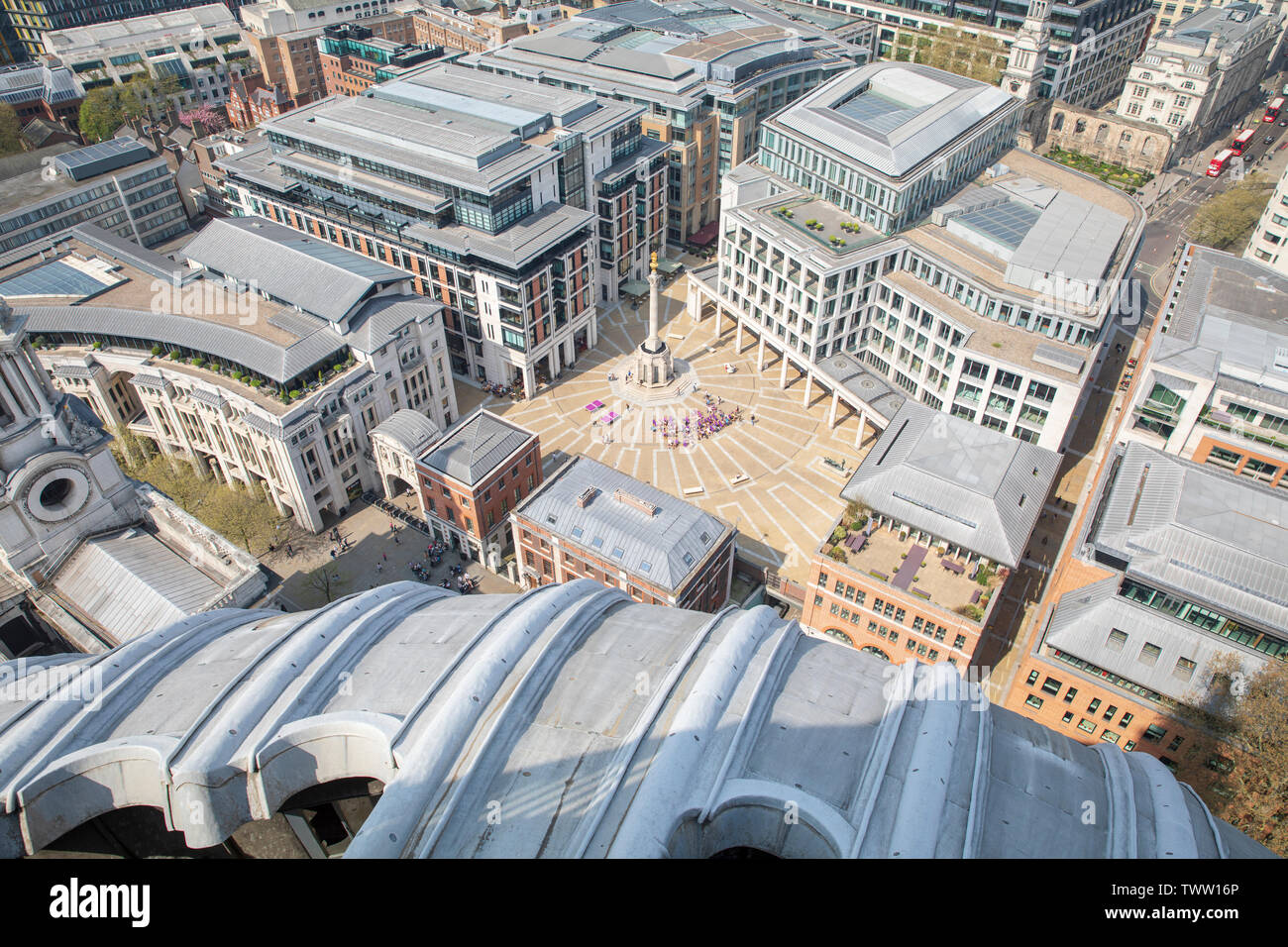 Paternoster Square in London, England, as seen from the top of St. Paul ...