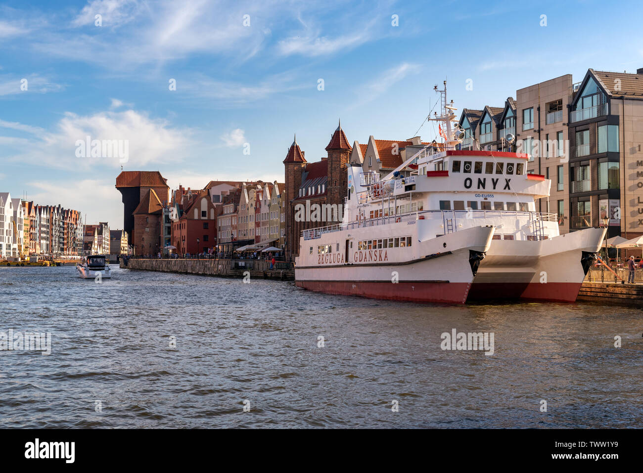 GDANSK, POLAND - June 22, 2019: Summer scenery of Motlawa river and Old ...