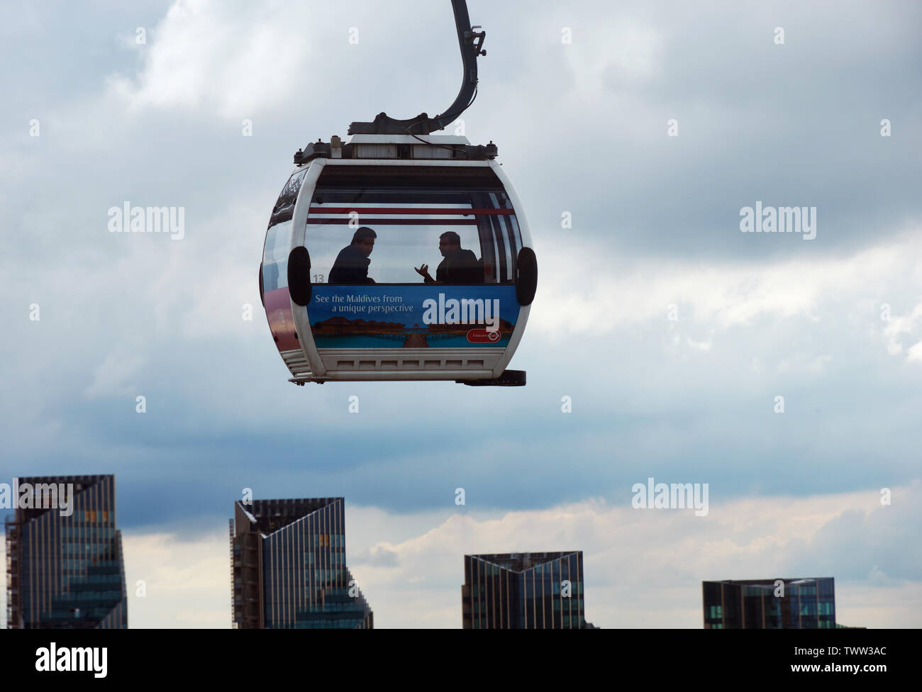 LONDON, UK - JUN 11 2019: Emirates cable car. This service is London’s ...
