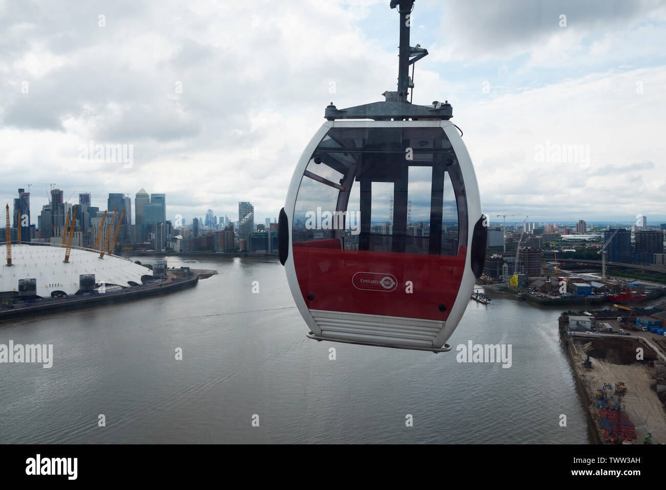 LONDON, UK - JUN 11 2019: Emirates cable car. This service is London’s ...