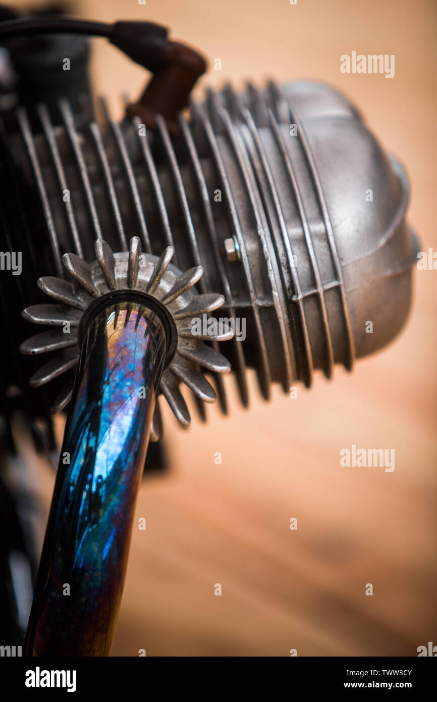 Color detail of a vintage motorcycle boxer engine Stock Photo - Alamy