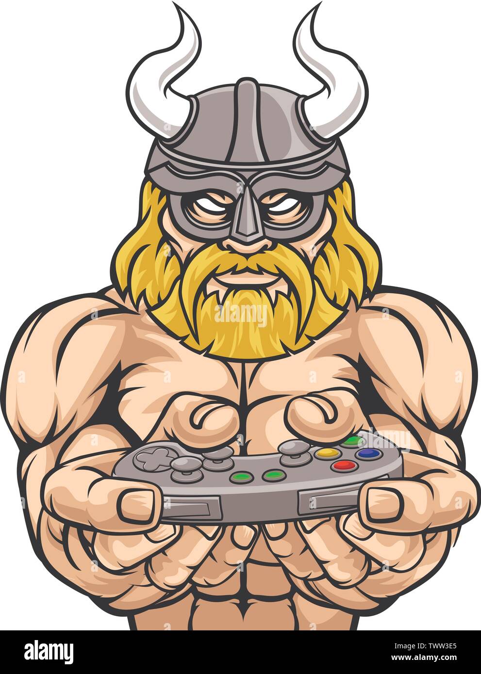 Viking Gamer Gladiator Warrior Controller Mascot Stock Vector Image ...