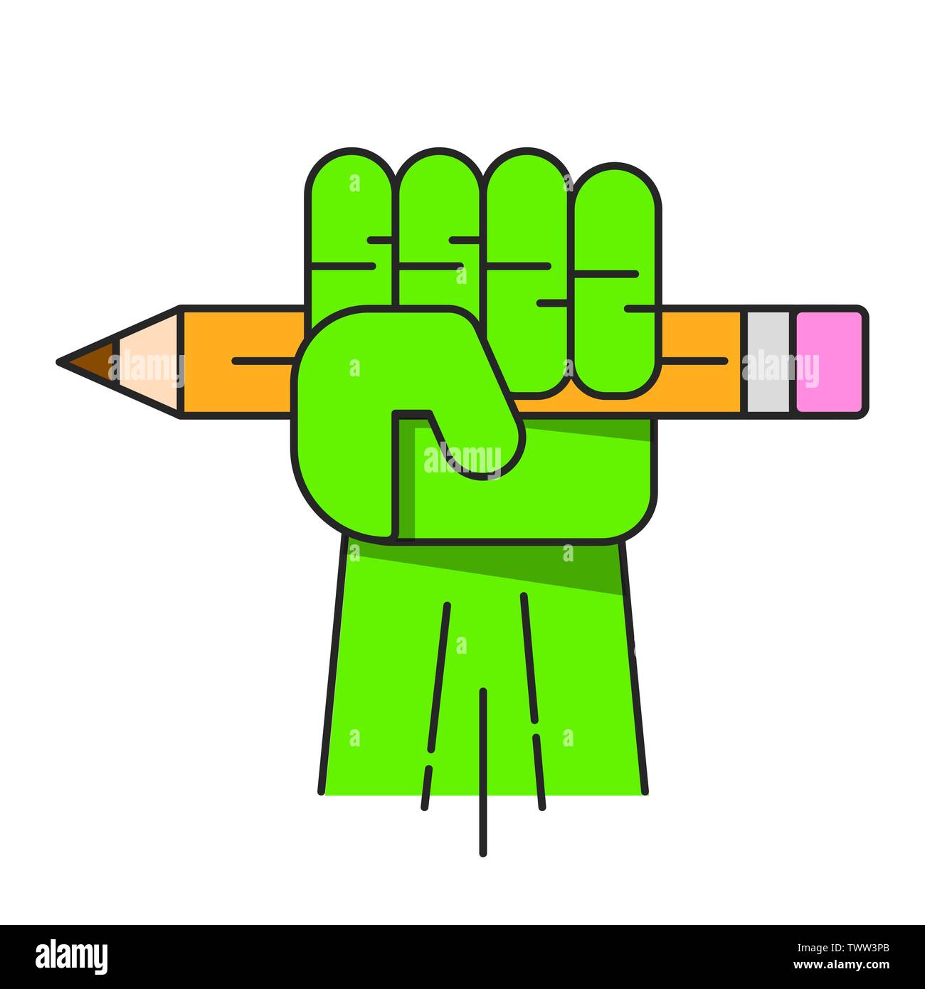 Green Hand With Pencil Vector Illustration For Your Design Stock Vector ...