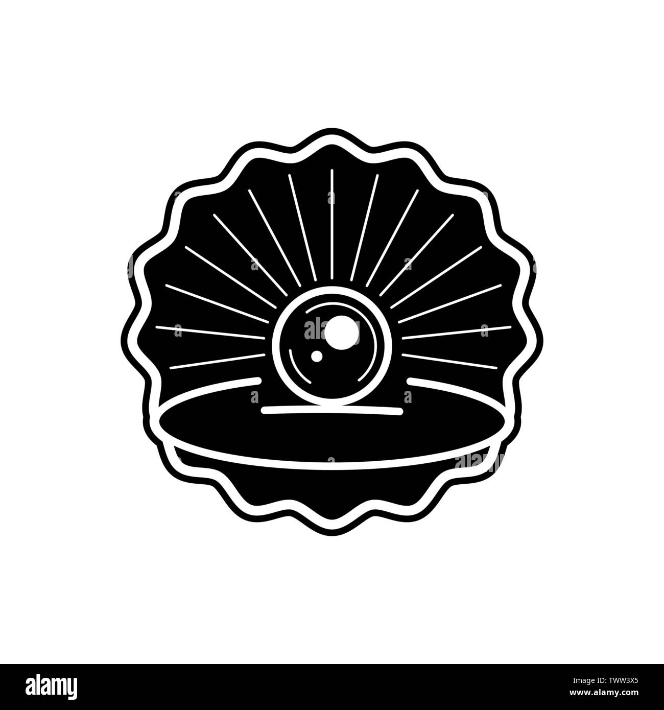 Seashell With Pearl Outline Icon Ready For Your Design, Greeting Card ...