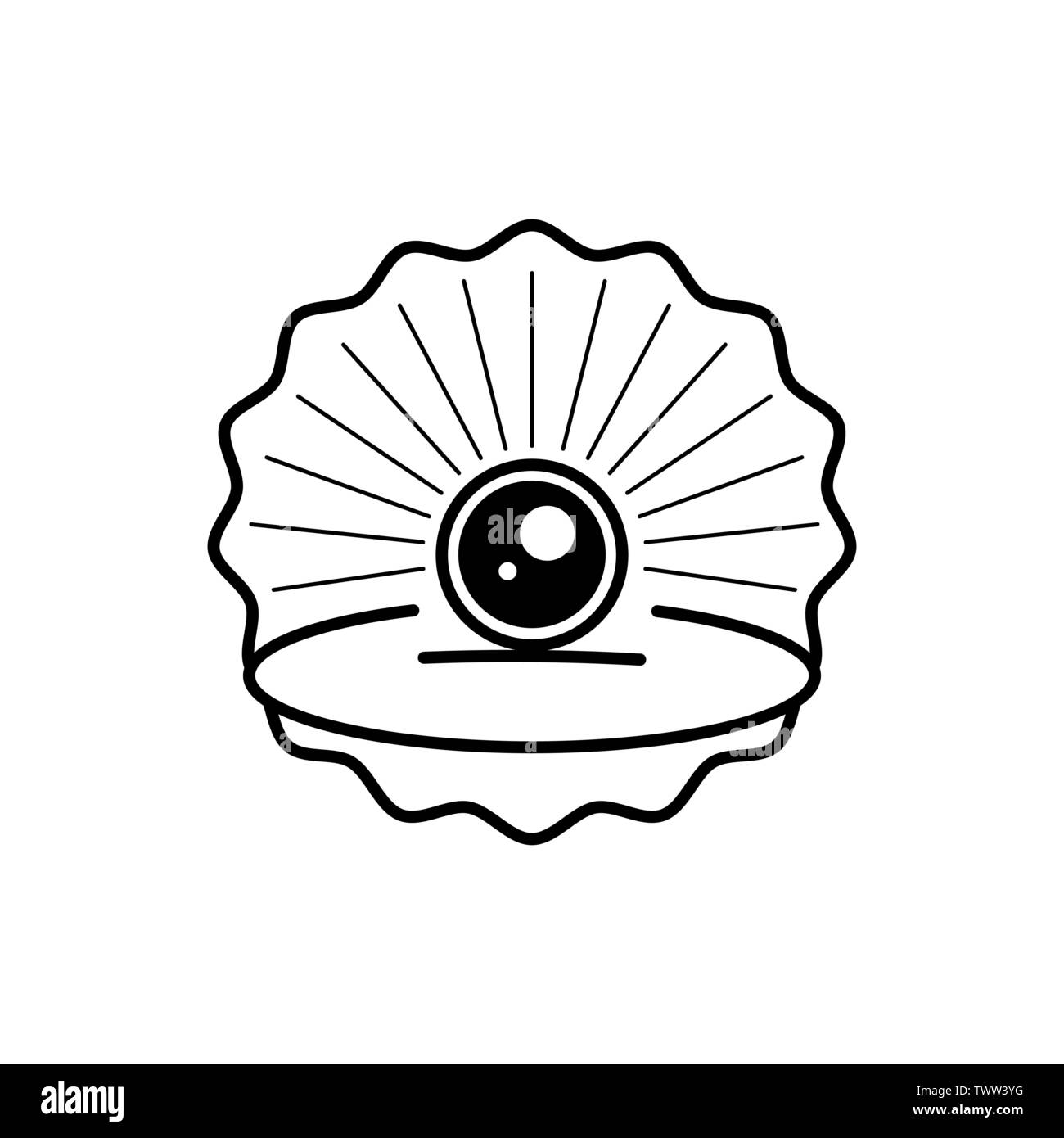 Seashell With Pearl Outline Icon Ready For Your Design, Greeting Card ...