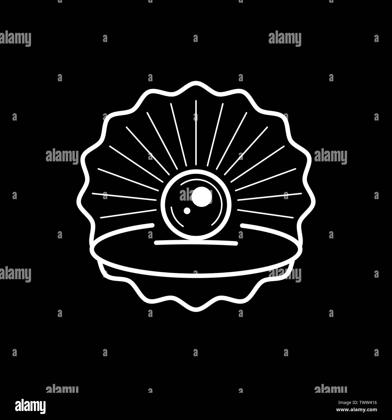 Seashell With Pearl Outline Icon Ready For Your Design, Greeting Card ...