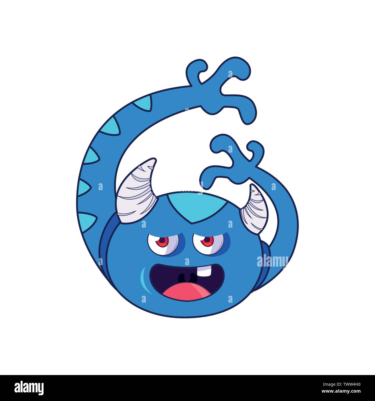funny monster with horns comic character vector illustration design ...